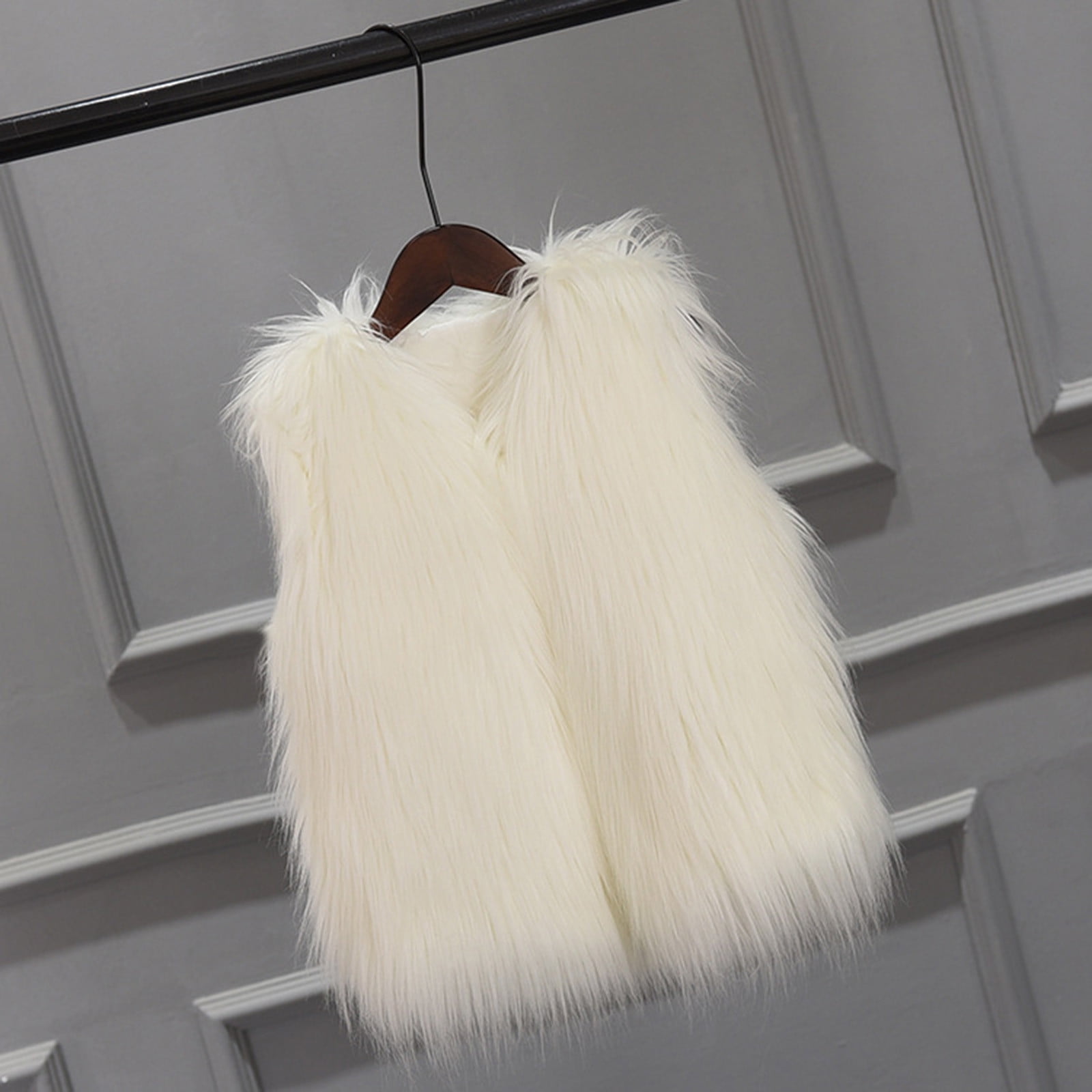WOYY Little Girls Fur Vest Solid Color Sleeveless Jacket Thicken Warm ...