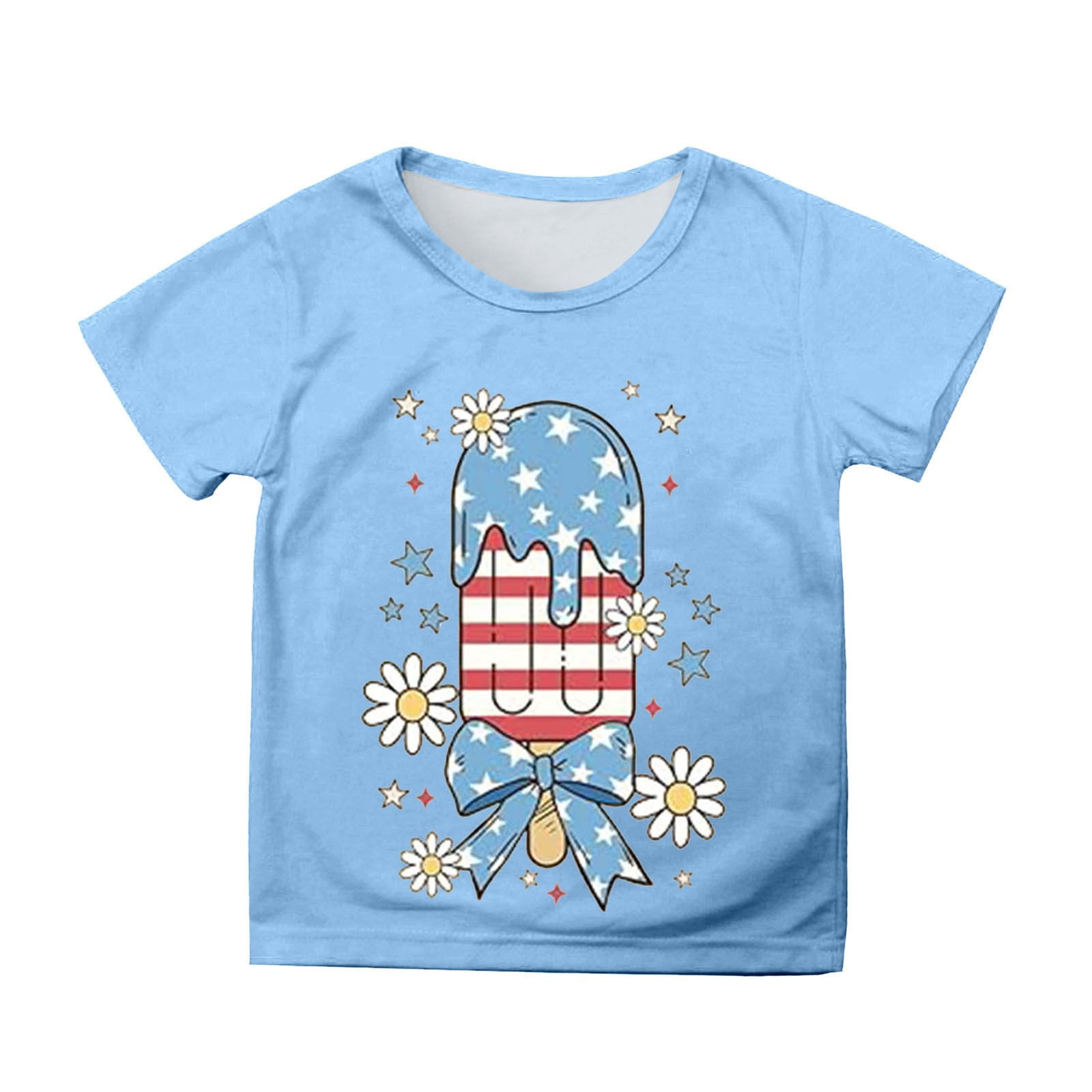 WOYY Little Girls Independence Day T-Shirt Short Sleeve 4th of July Tee ...