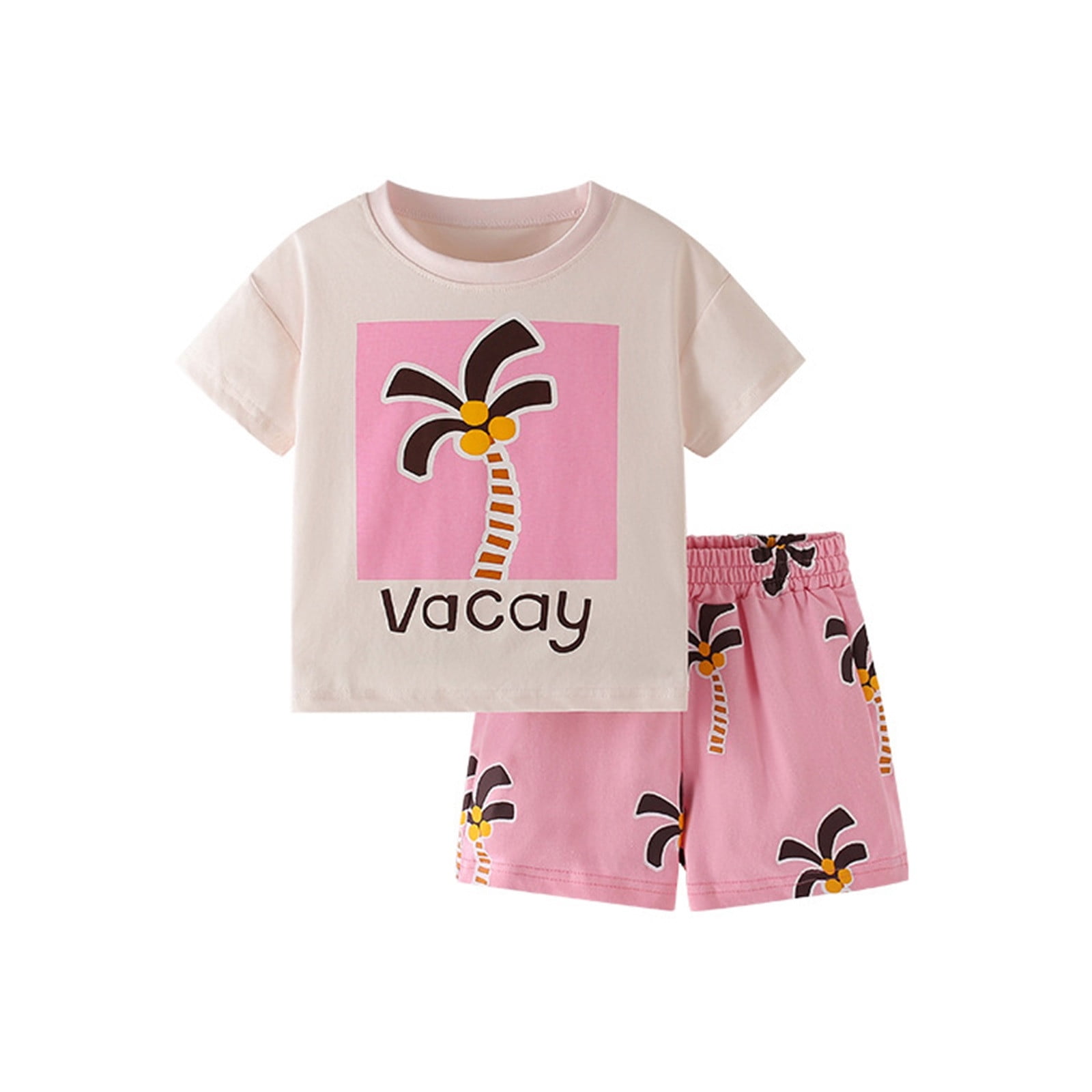 WOYY Little Girls Summer Outfits Cotton Short Sleeve T Shirt Shorts Set ...