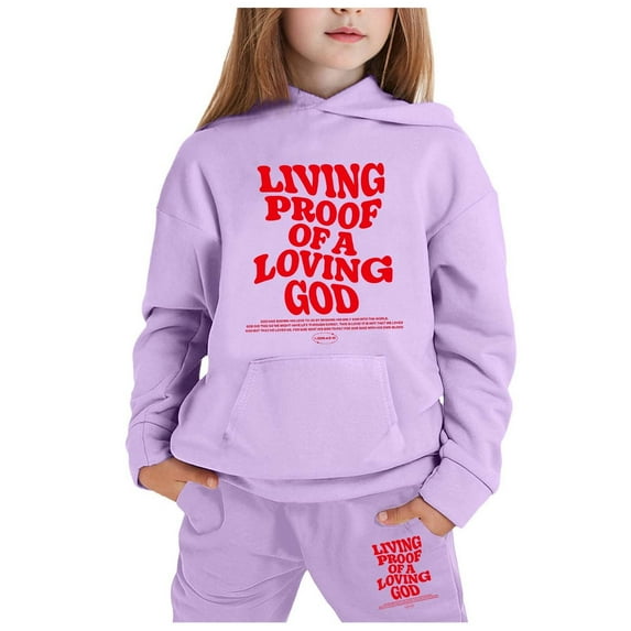 WOYY Little Girls Vintage Letter Print Fleece Hoodie Sweatpants Outfits ...