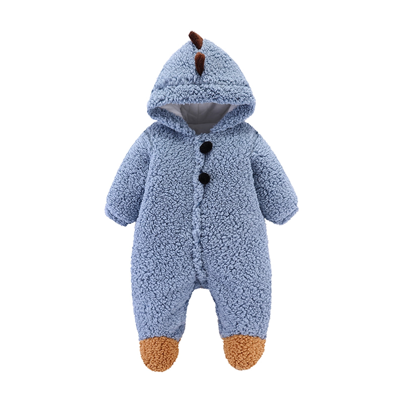 WOYY Newborn Boys Fleece Romper Cartoon Fuzzy Soft Hooded Jumpsuit ...