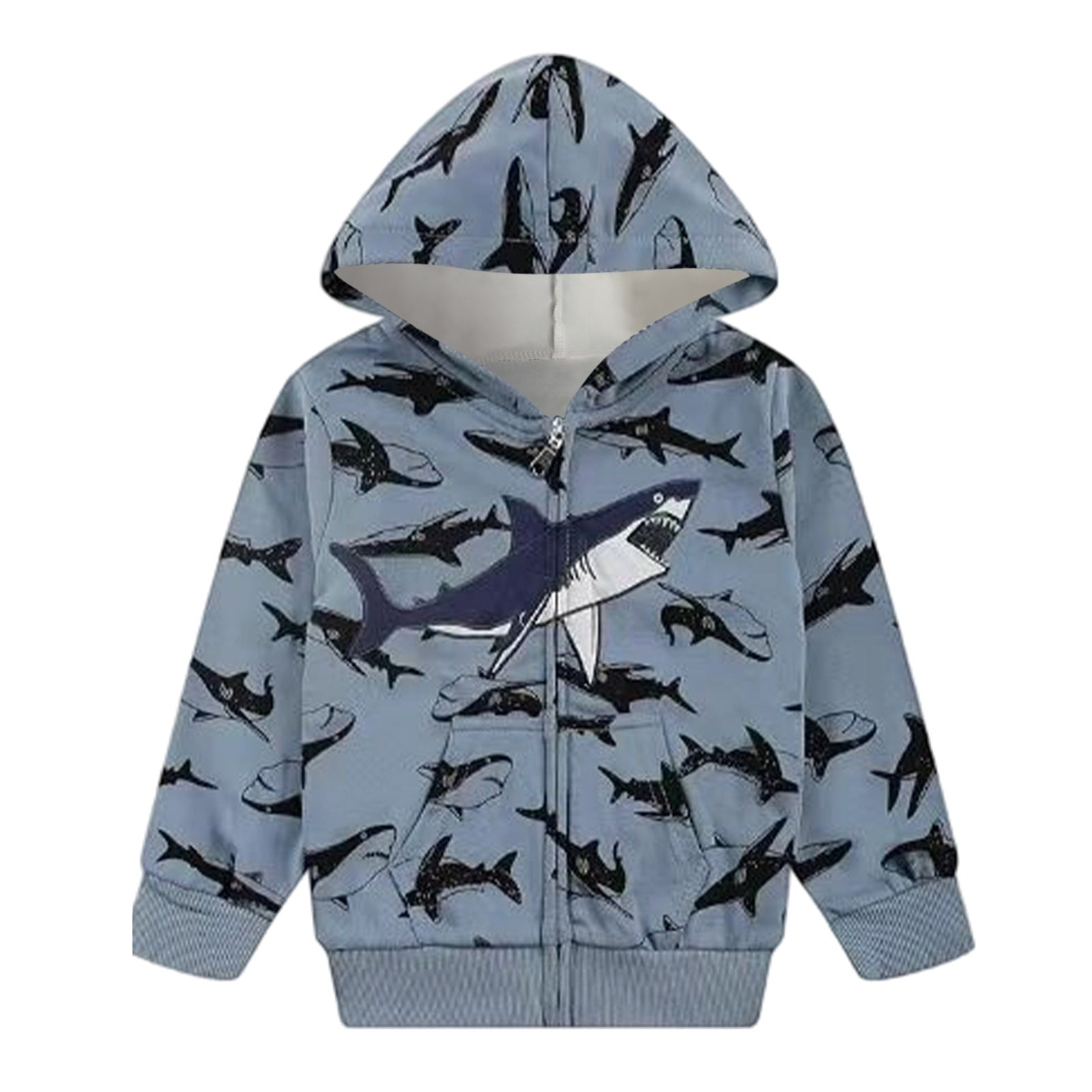 WOYY Teen Boys Casual Zip Up Hoodie Cartoon Print Hooded Sweatshirt ...