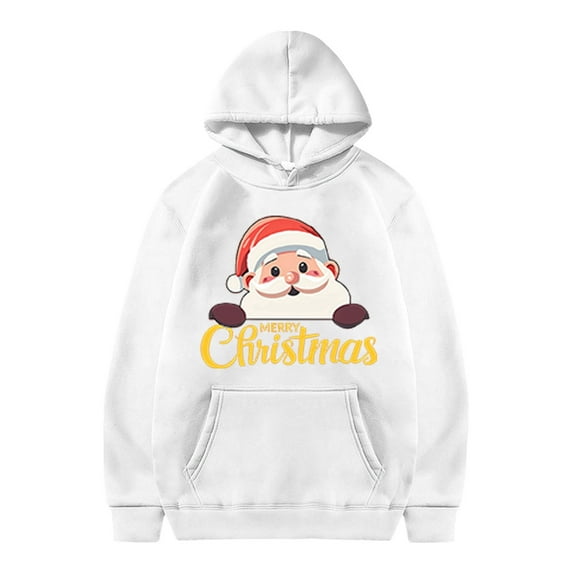 WOYY Teen Girls Christmas Hoodie Cute Santa Print Xmas Hooded ...