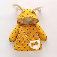 TAIAOJING Baby Girls' Hooded Jacket, Cartoon Rabbit, Winter Warm Windbreaker Coat with Bag, 6-12 ...