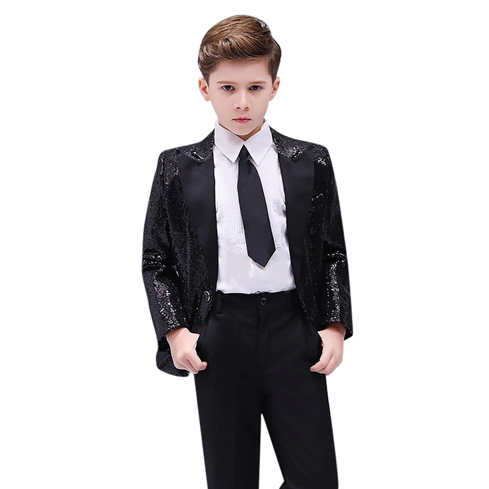 WOYY Toddler Boy's Sequin Jacket Solid Glitter Lapel Blazer Party ...