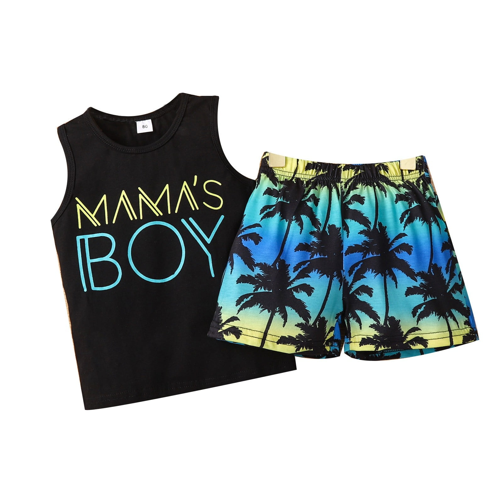 WOYY Toddler Boys Hawaii Beach Outfits Summer Tank Top Shorts Set for ...