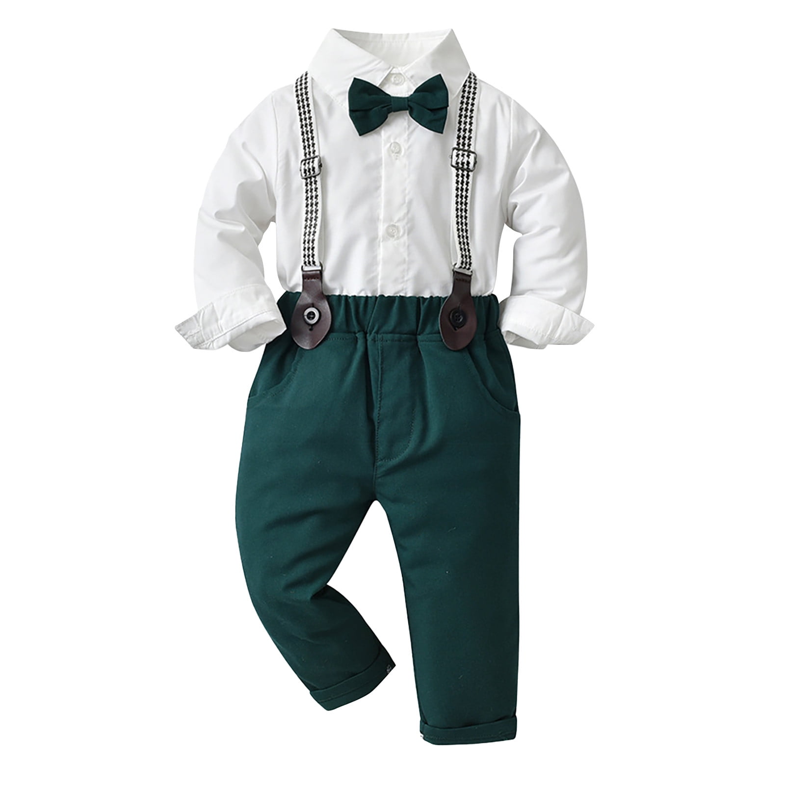 WOYY Toddler Boys Outfit Sets Suit Dress Set Long Sleeve Shirt Tops and ...