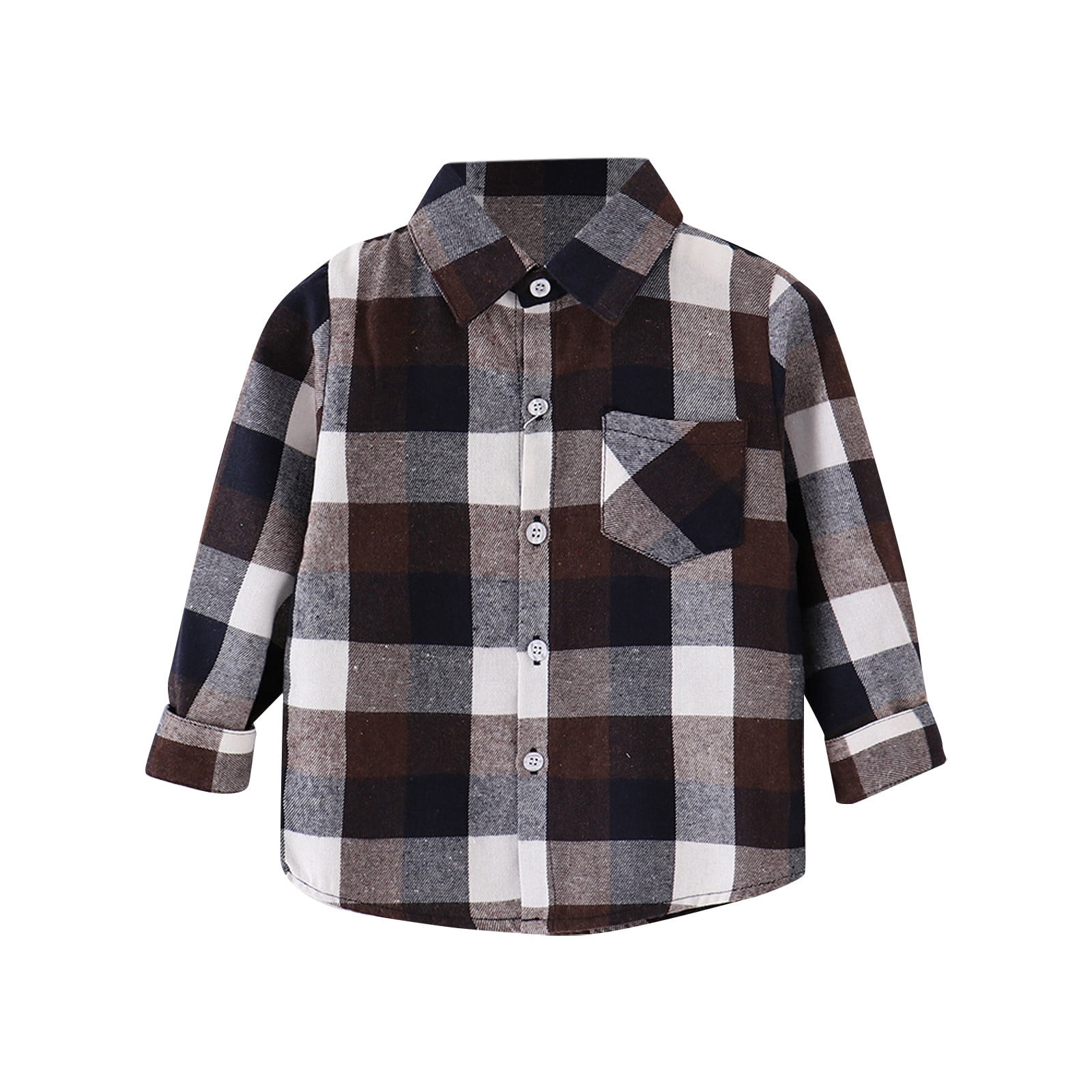WOYY Toddler Boys Plaid Long Sleeve Shirt Button Down Shacket Shirt ...