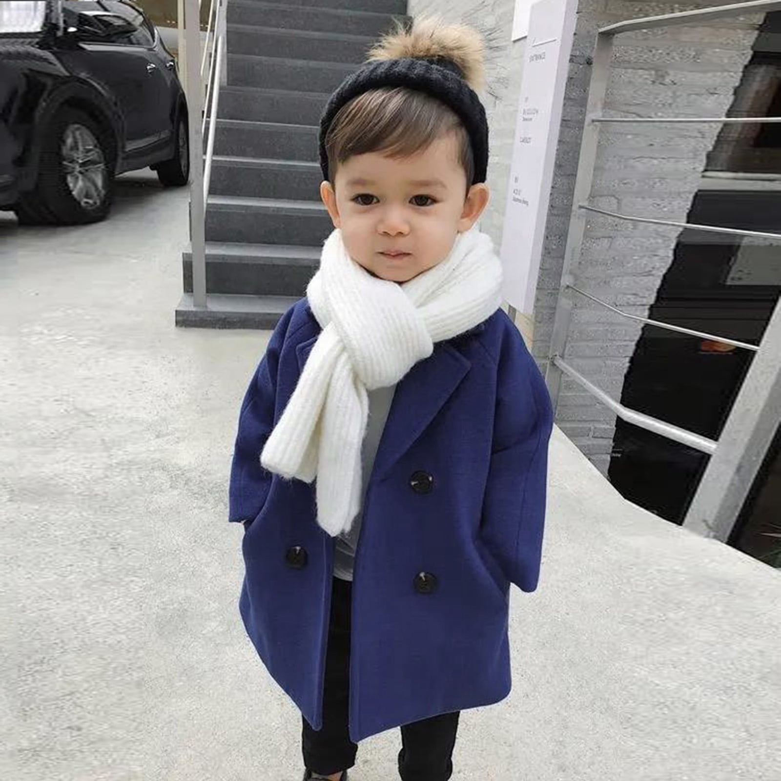 WOYY Toddler Boys Trench Coat Double Wool Blend Coat Trendy Peacoat ...