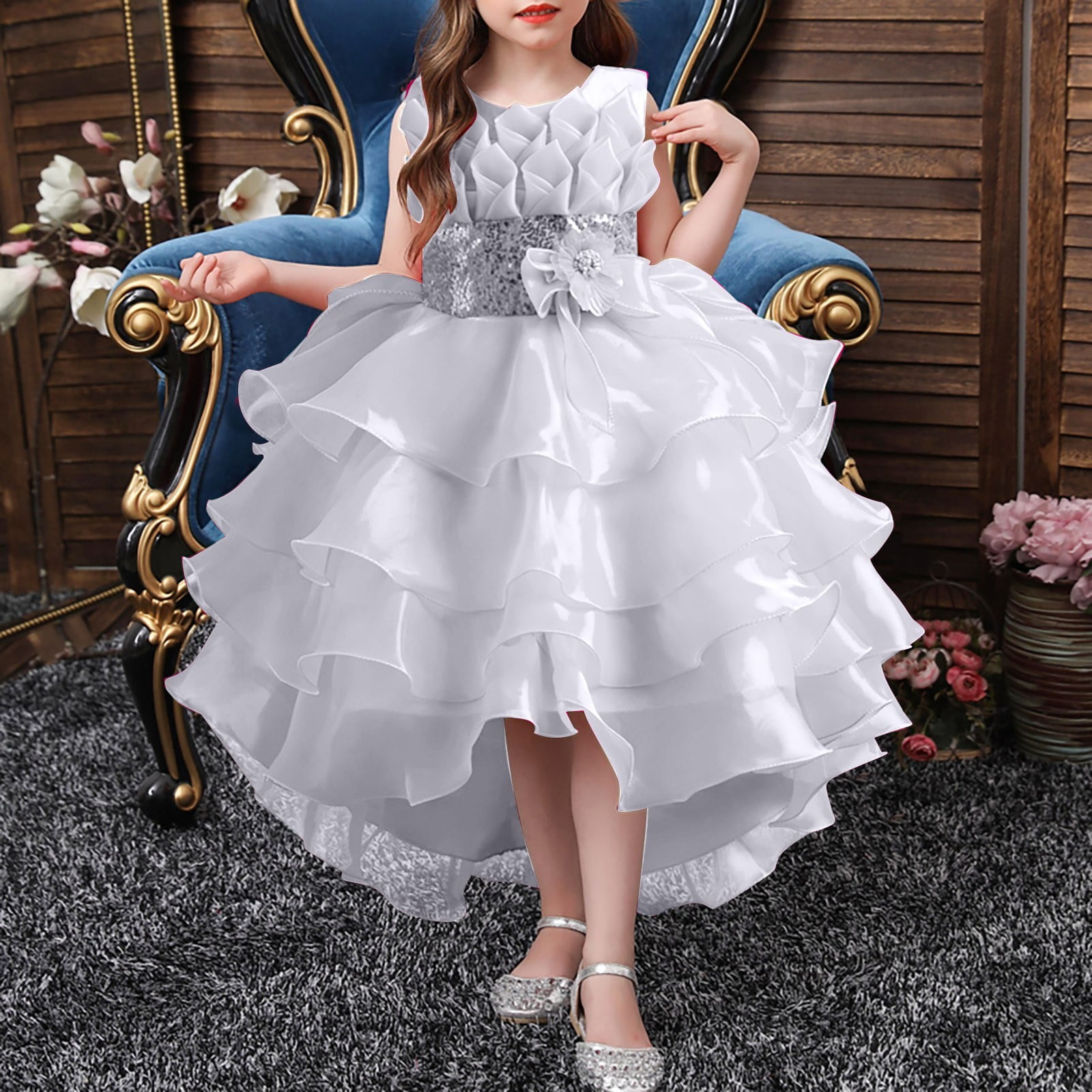 WOYY Toddler Girls Birthday Party Princess Dress Layered Pageant Gown ...