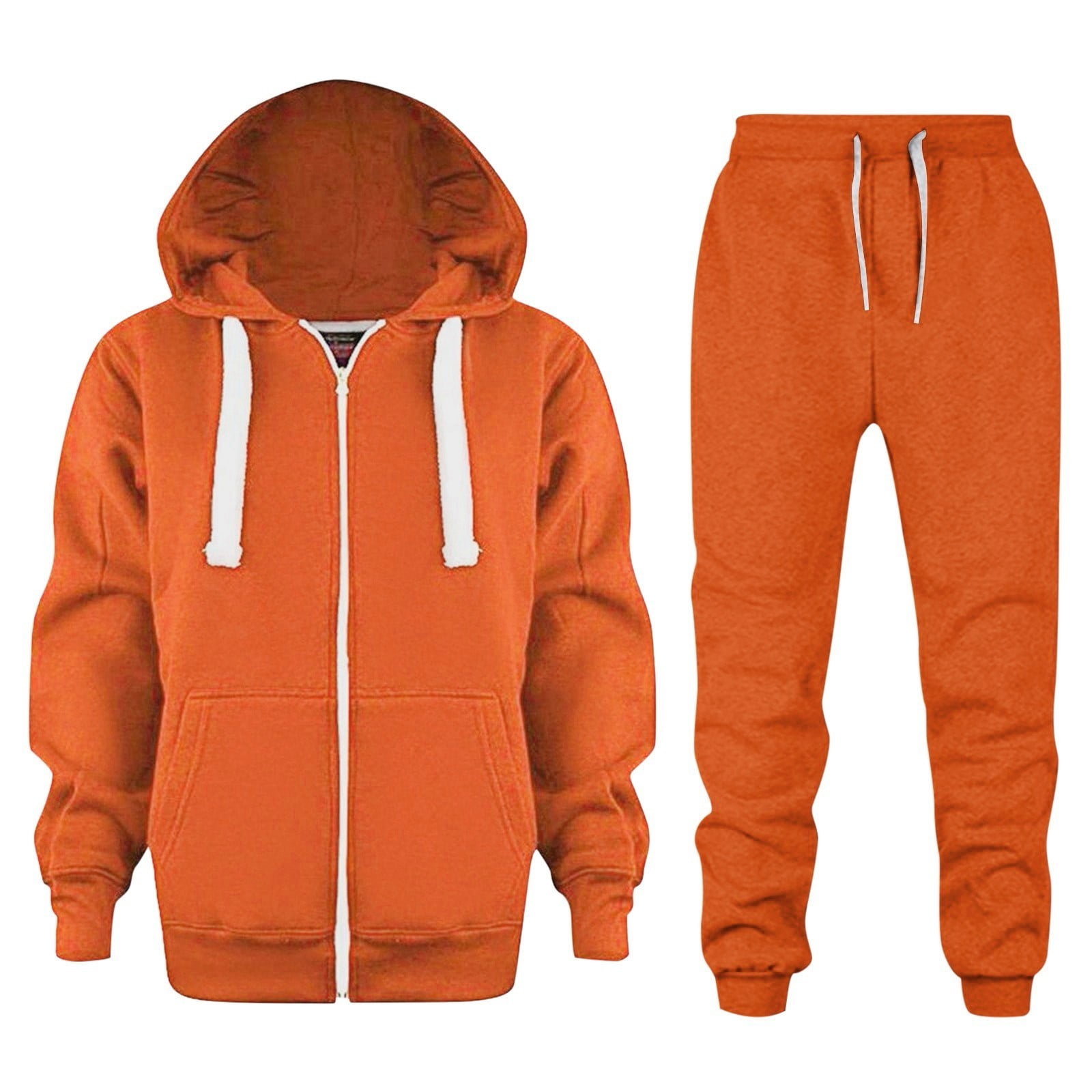 WOYY Toddler Girls Outfits Solid Color Zip-Up Hoodie and Pants Clothes ...