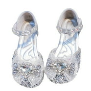 Dyfzdhu Girls Sandals Rhinestone Flower Shoes Low Heel Flower Wedding Party Dress Pump Shoes ...