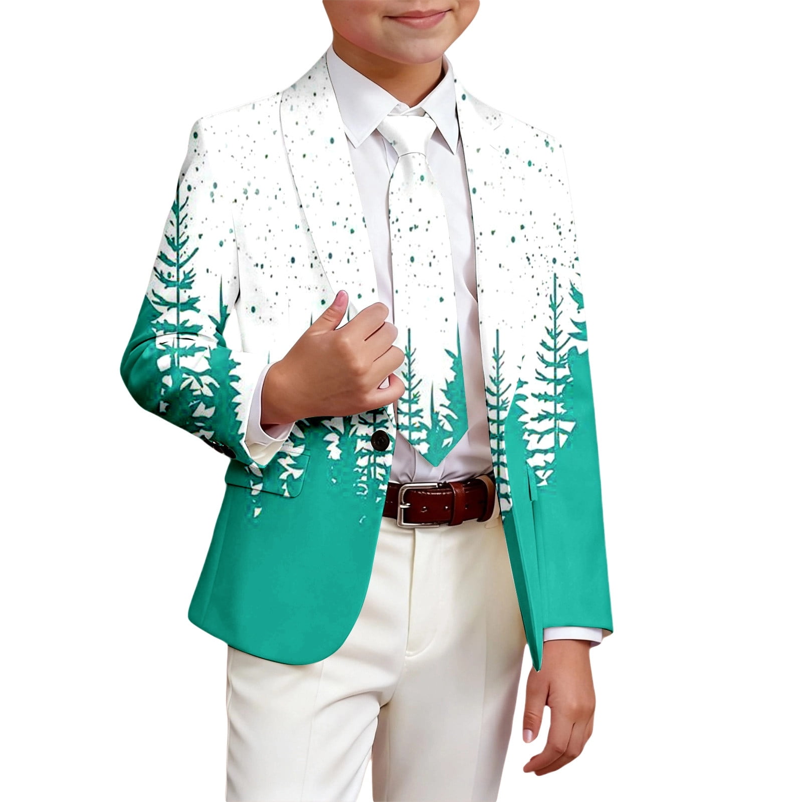 WOYY Tween Boys Christmas Suit Jacket Holiday Party Long Sleeve Blazer ...