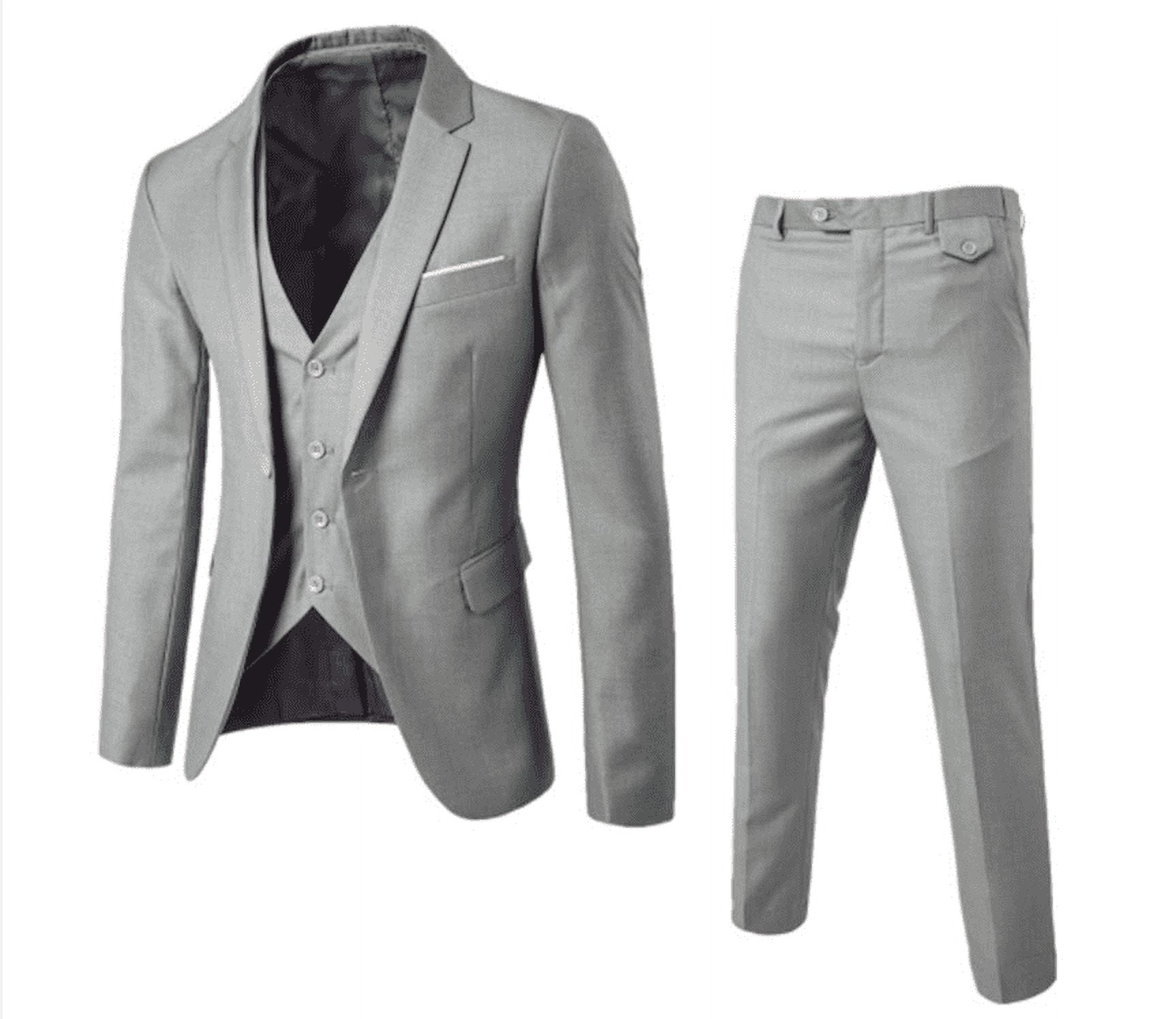 WOYY Tween Boys Formal Suit Solid Lapel Blazer Waistcoat Trousers 3Pcs ...