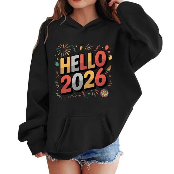 WOYY Tween Girls 2026 Loose Hoodie Letter Print New Year Hooded ...