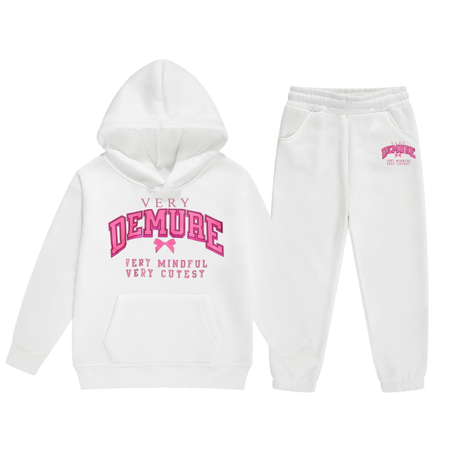 WOYY Tween Girls Letter Print Fleece Hoodie Jogger Pants Outfits ...