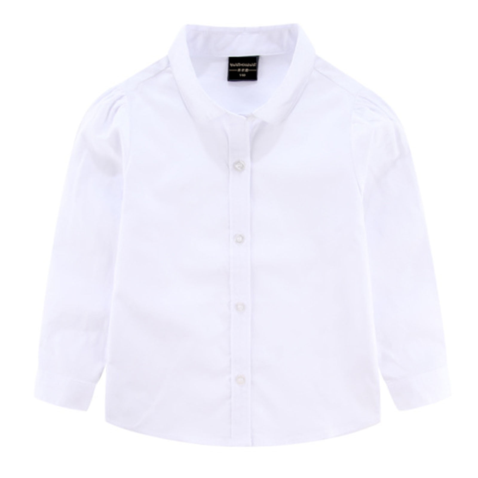 WOYY Tween Girls Long Sleeve White Shirt School Casual Button Up Shirt ...