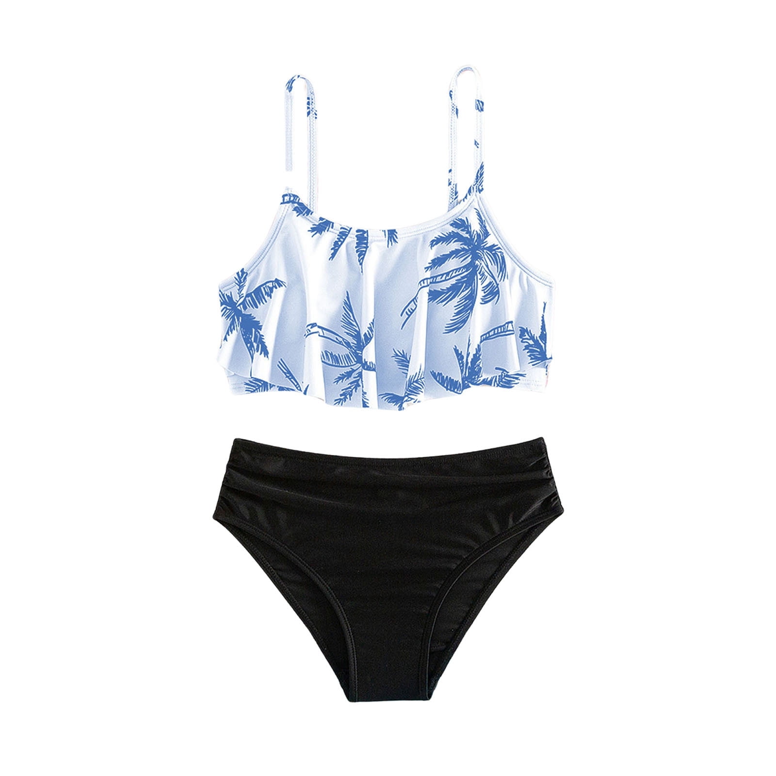 WOYY Tween Girls Ruffled Tankini Swimsuit with UPF50+ Bathing Suit ...