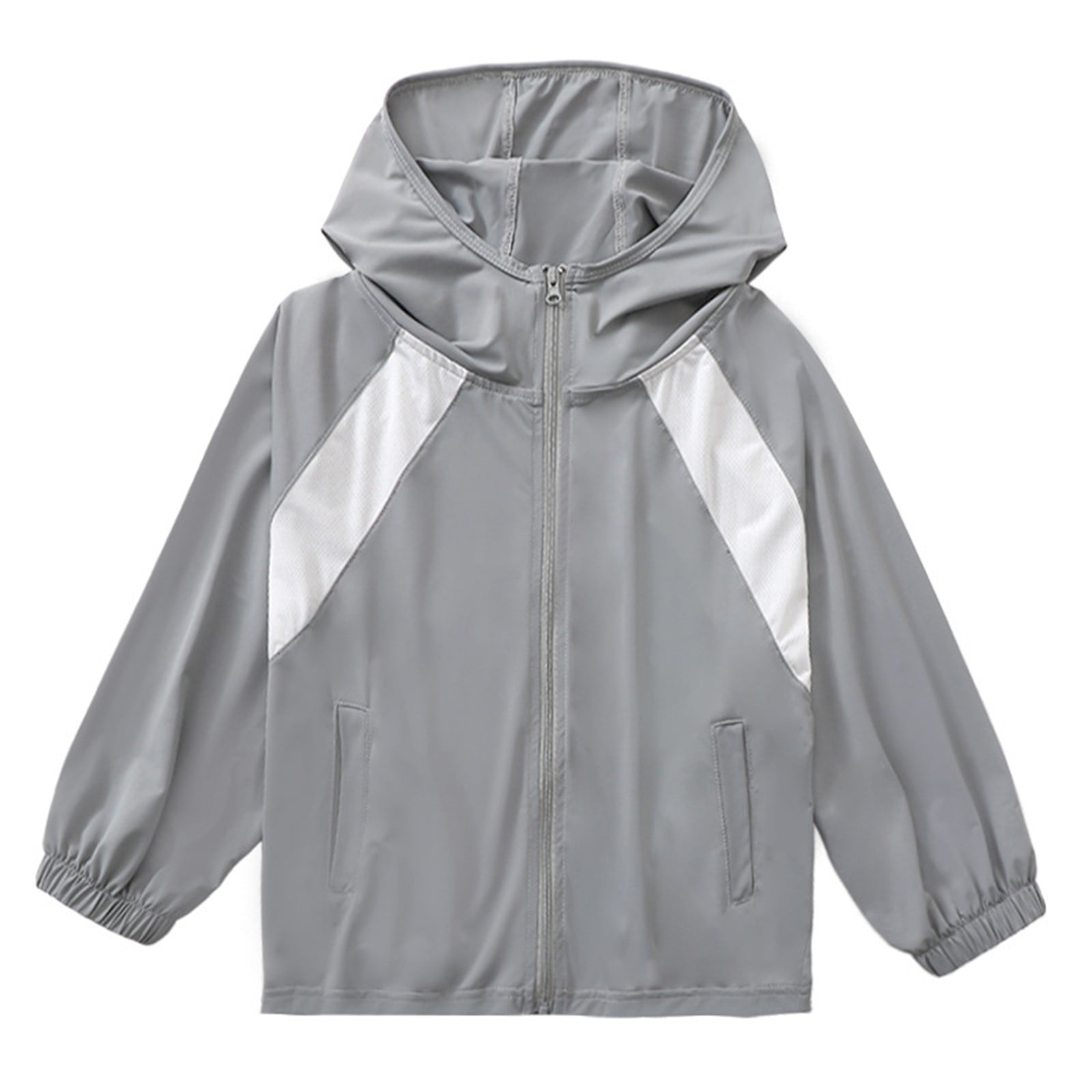 WOYY Tween Girls Sun Protection Hooded Jacket Lightweight Zipper Coat ...
