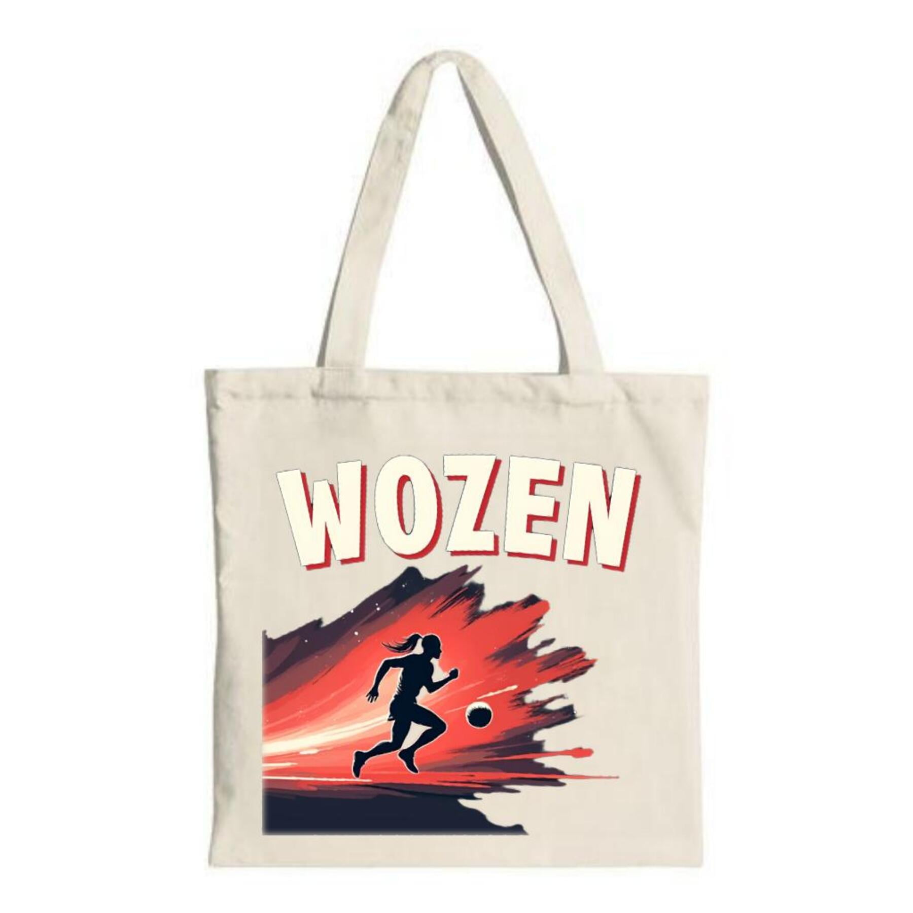 WOZEN Running Silhouette Tote Bag - Stylish Canvas Bag with Dynamic Red & Orange Design Perfect ...
