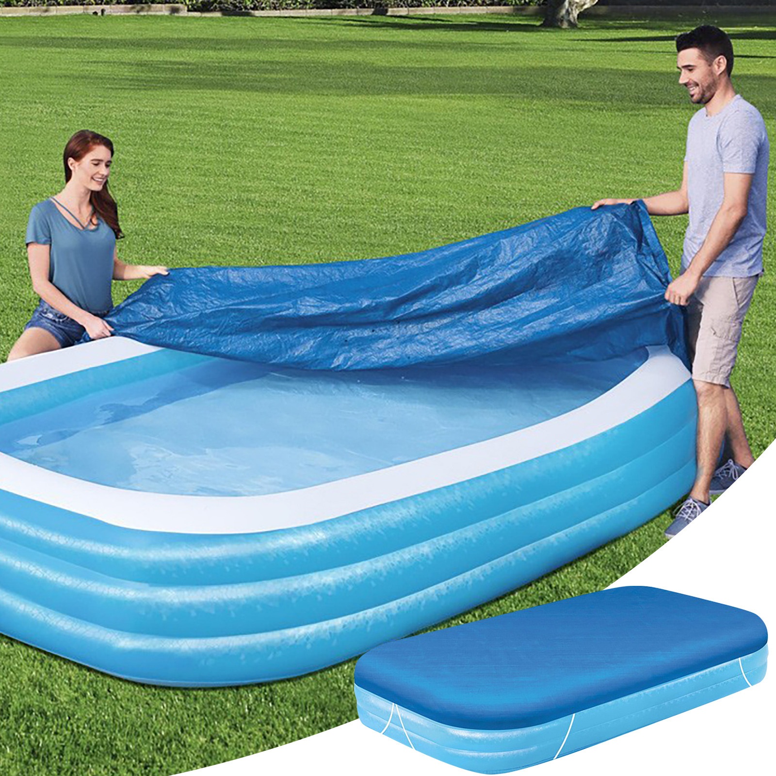 WOZII Rectangular Pool Cover, Fits 116 in x 86 in Rectangle Inflatable ...