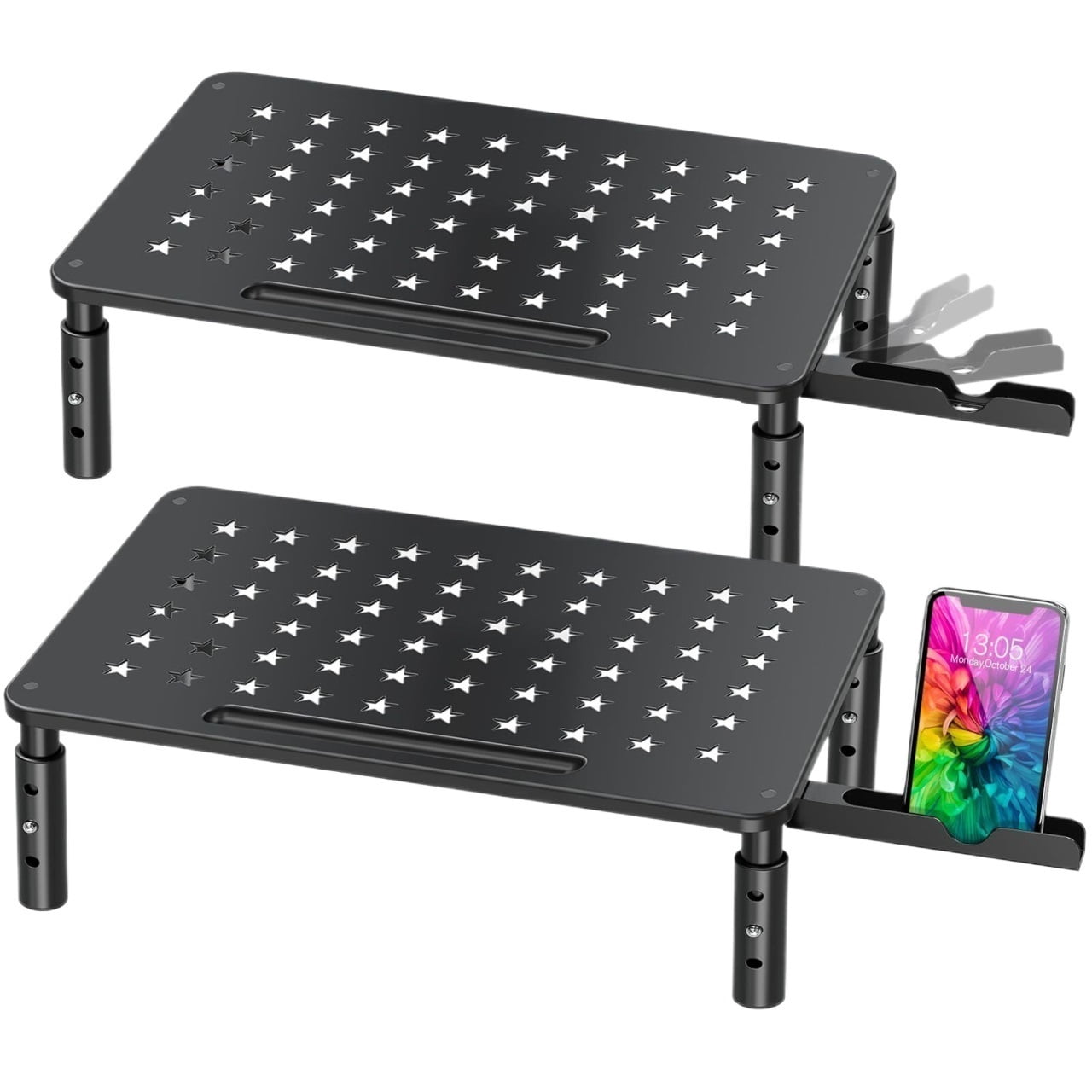 WP 2 Pack Monitor Stand, 3 Height Adjustable Stands with Unique Star ...