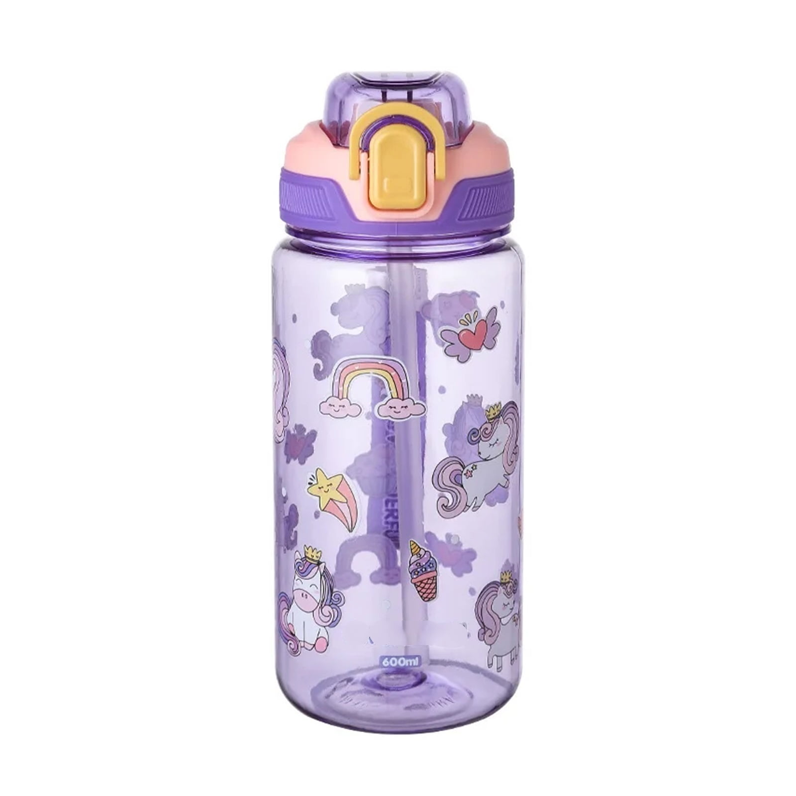 WP Cartoon Water Bottle With Straw Portable Kids Water Sippy Cup Leakproof Plastic Water Bottles ...