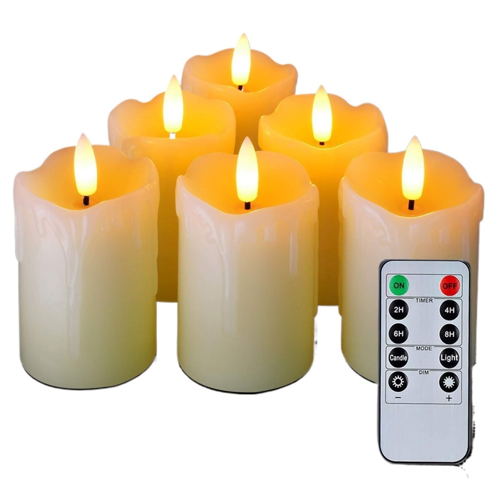 WP Flameless Candles Realistic Black Wick Battery Powered Pillar ...