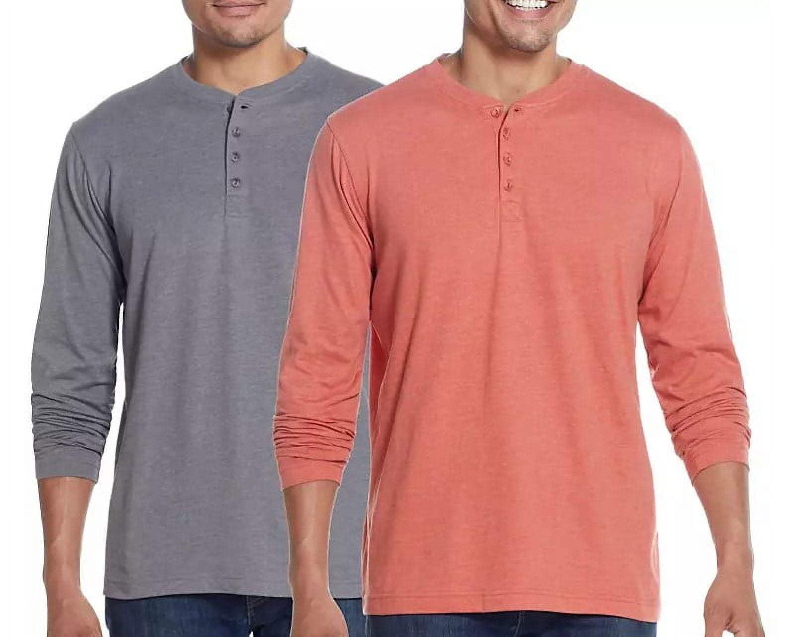 Weatherproof Men's Lightweight 2-Pack Long Sleeve Brushed Henley Tops ...
