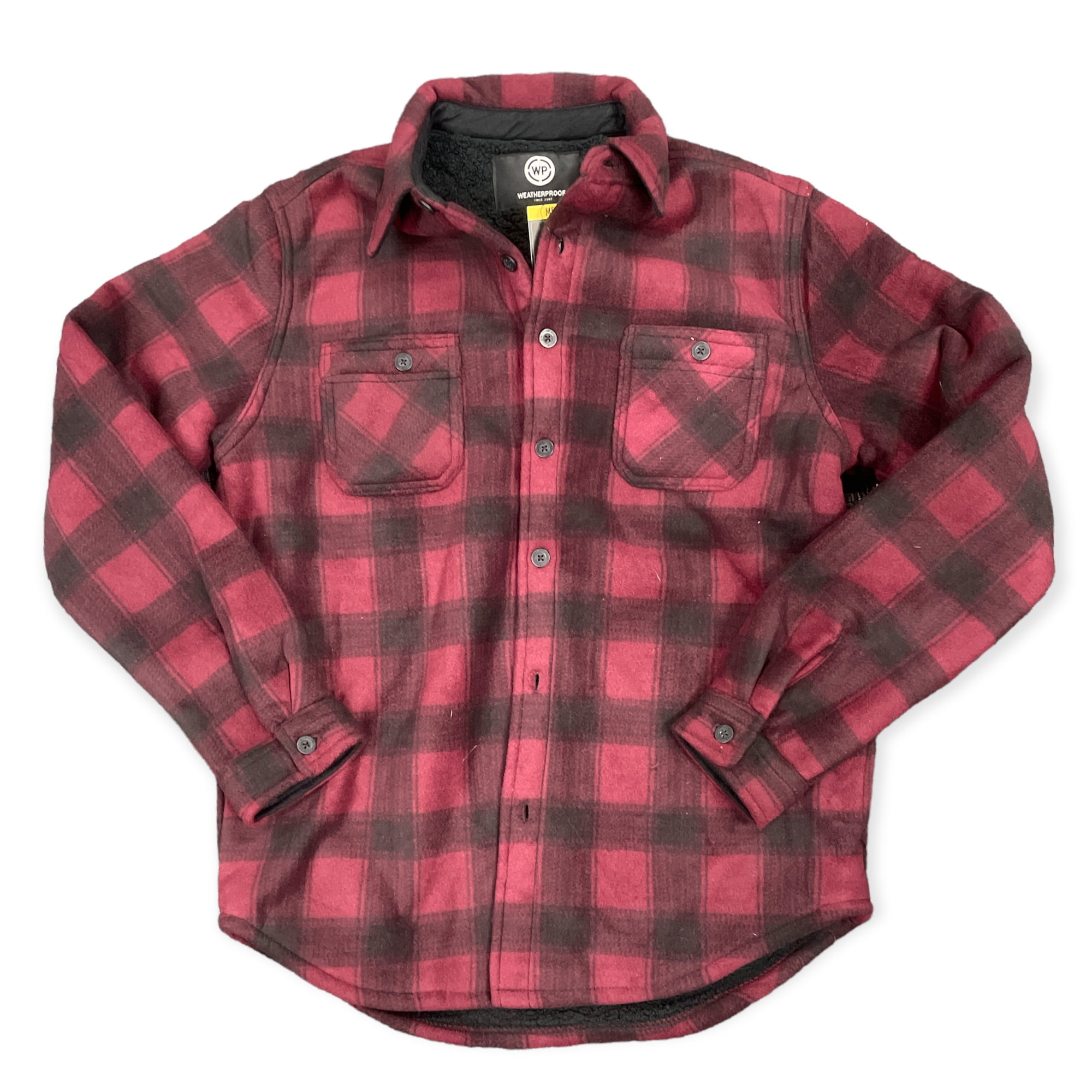 WP Weatherproof Men's Button Down Sherpa Lined Work Shirt Jacket (Tawny ...