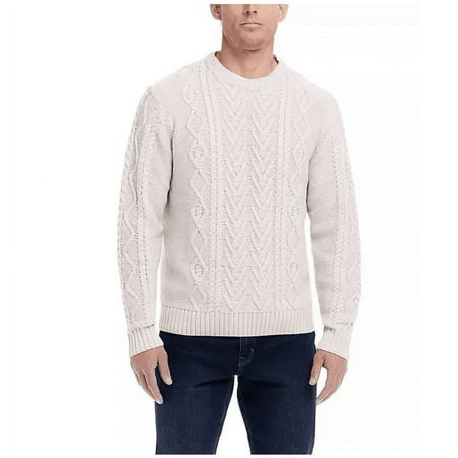 WP Weatherproof Men's Cable Knit Sweater (Whitecap, XL) - Walmart.com