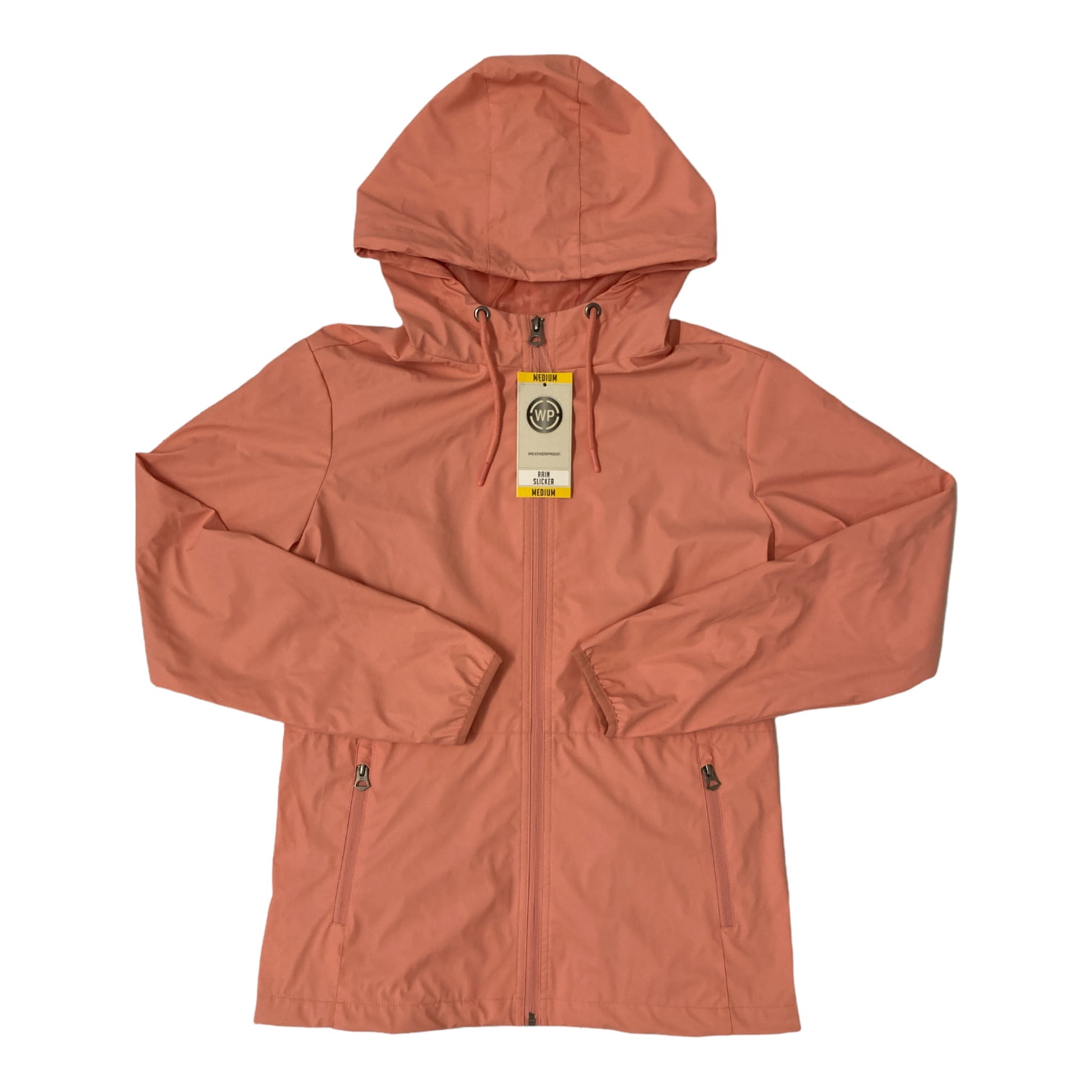 WP Weatherproof Women's Lightweight Full Zip Rain Slicker Jacket (Coral ...
