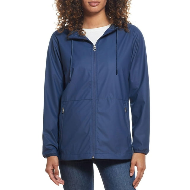 WP Weatherproof Women's Lightweight Full Zip Rain Slicker Jacket (Dark ...