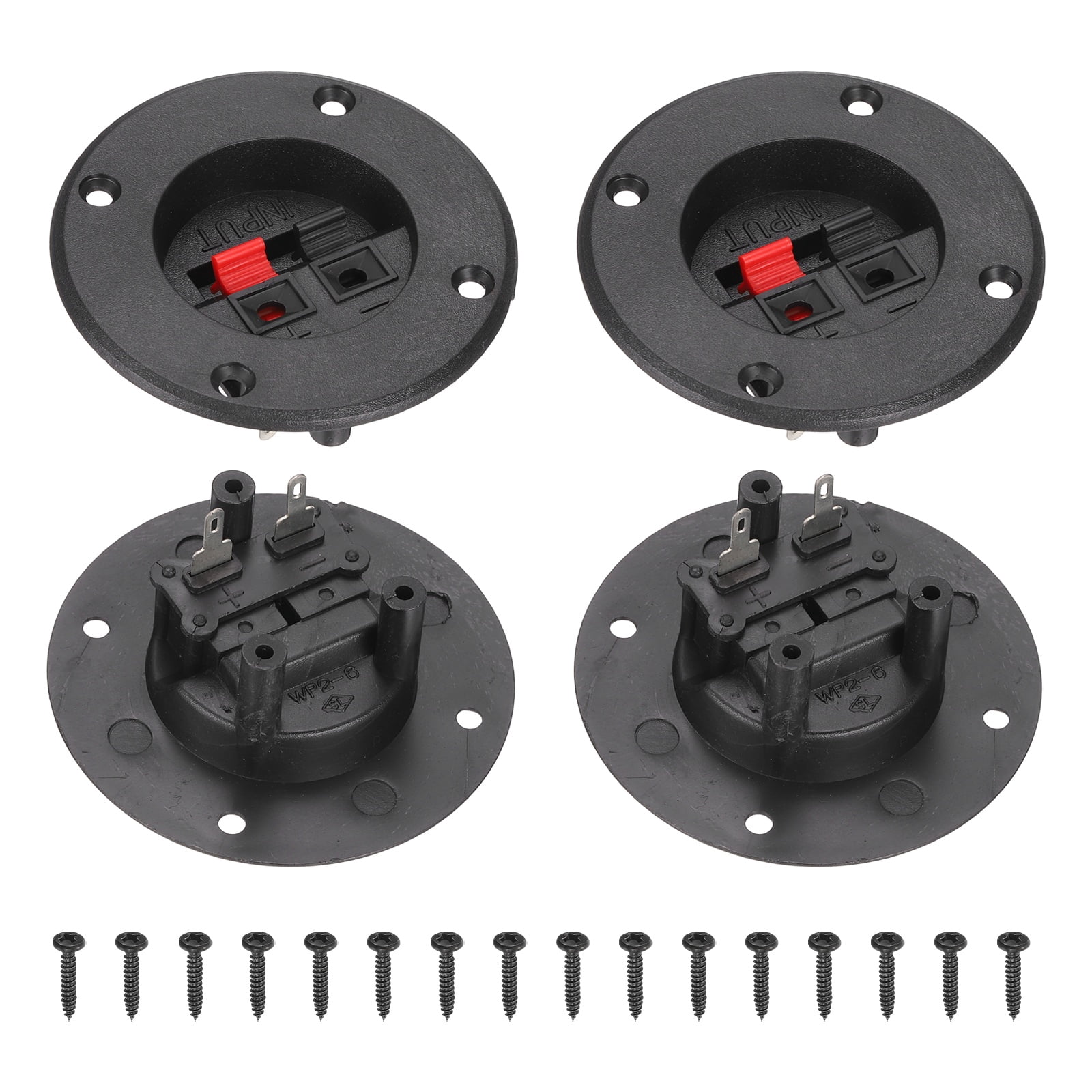 WP2-6 Round Speaker Box Terminal Clip, 2 Way Black Red Jack Socket Push ...