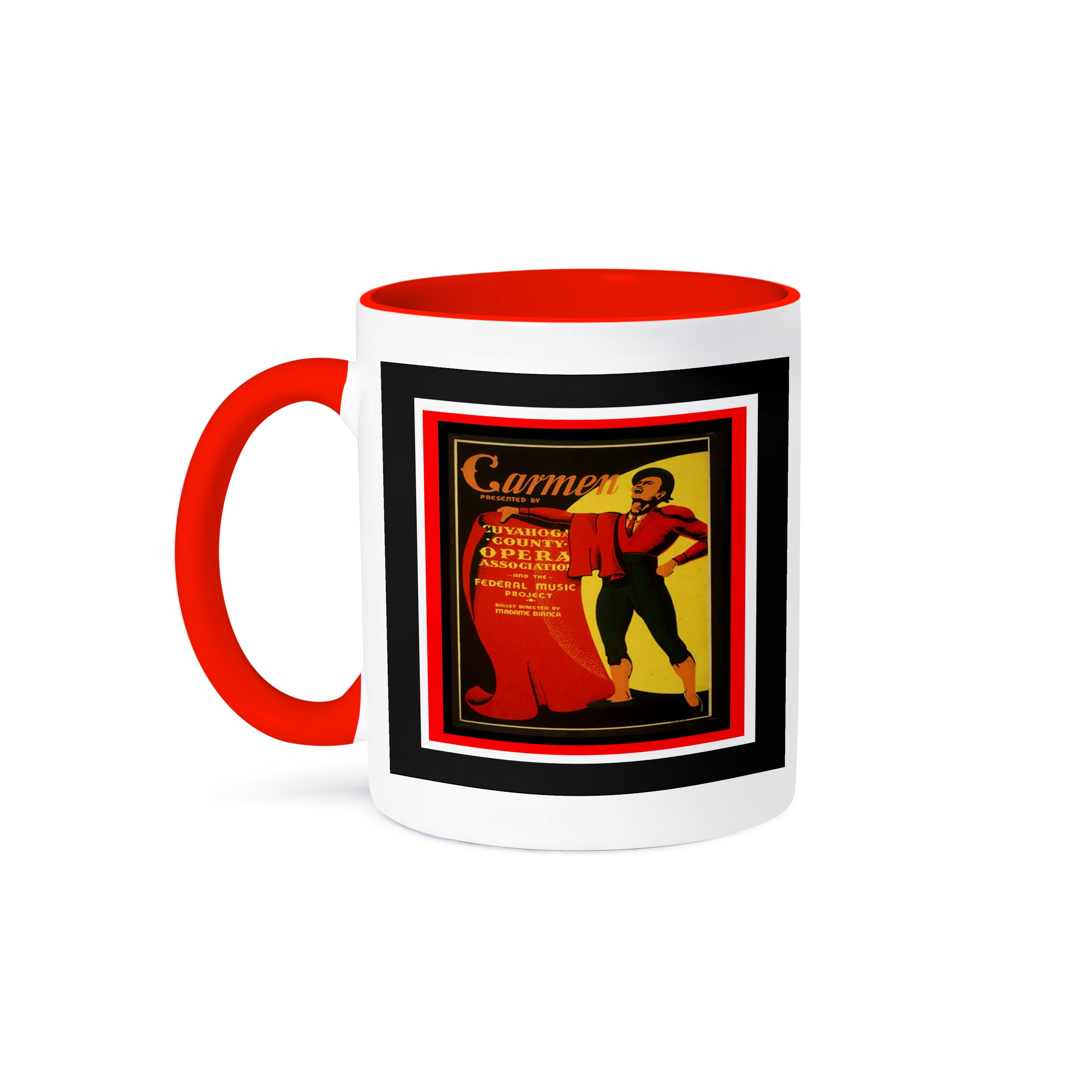 3dRose, WPA Carmen Opera Art Deco Poster, 15oz Two-Tone Red Mug ...