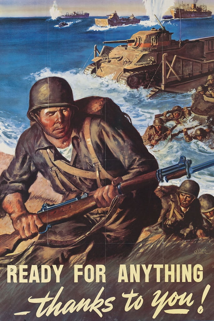 WPA Ready For Anything Thanks To You Soldier On Normandy Beach Vintage ...