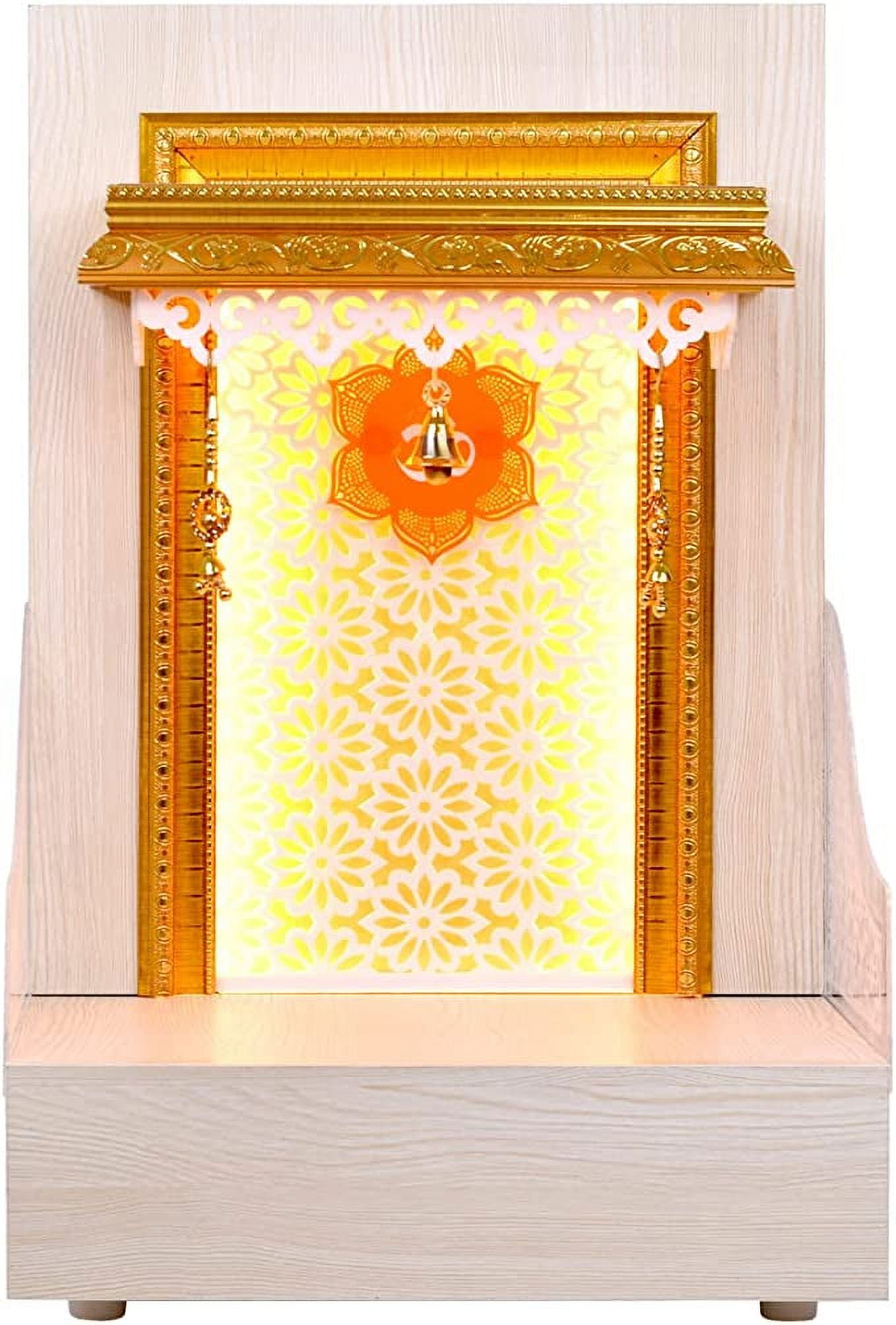 WPC Wooden Temple with LED Light for Home & Office Pooja Mandir (Size ...