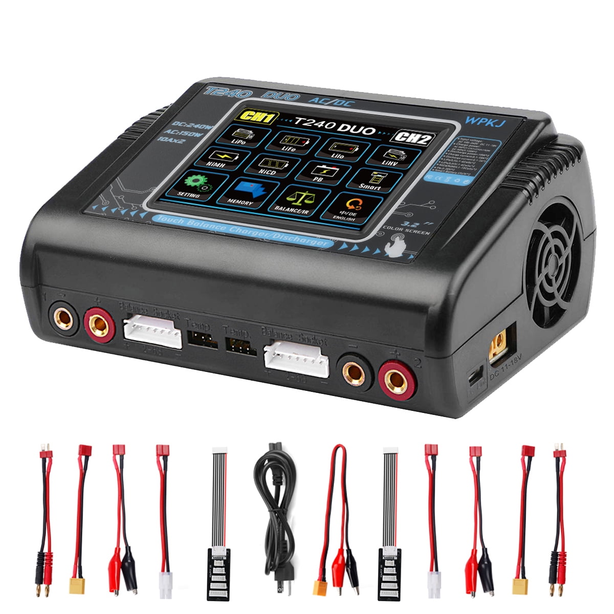 WPKJ LiPo Charger RC Car Battery Charger Touch Screen Dual Balance ...
