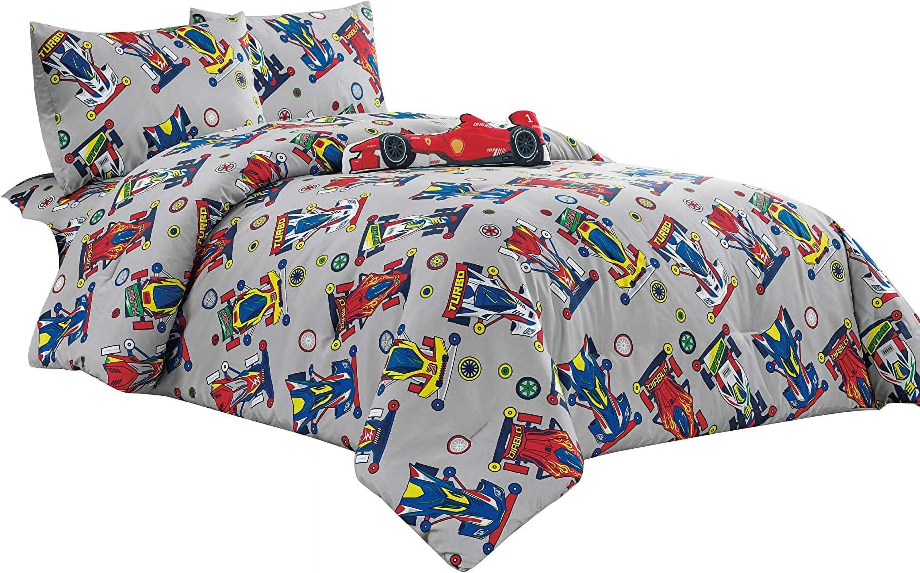 WPM Kids Collection Bedding 4 Piece Sport car Twin Size Comforter Set ...