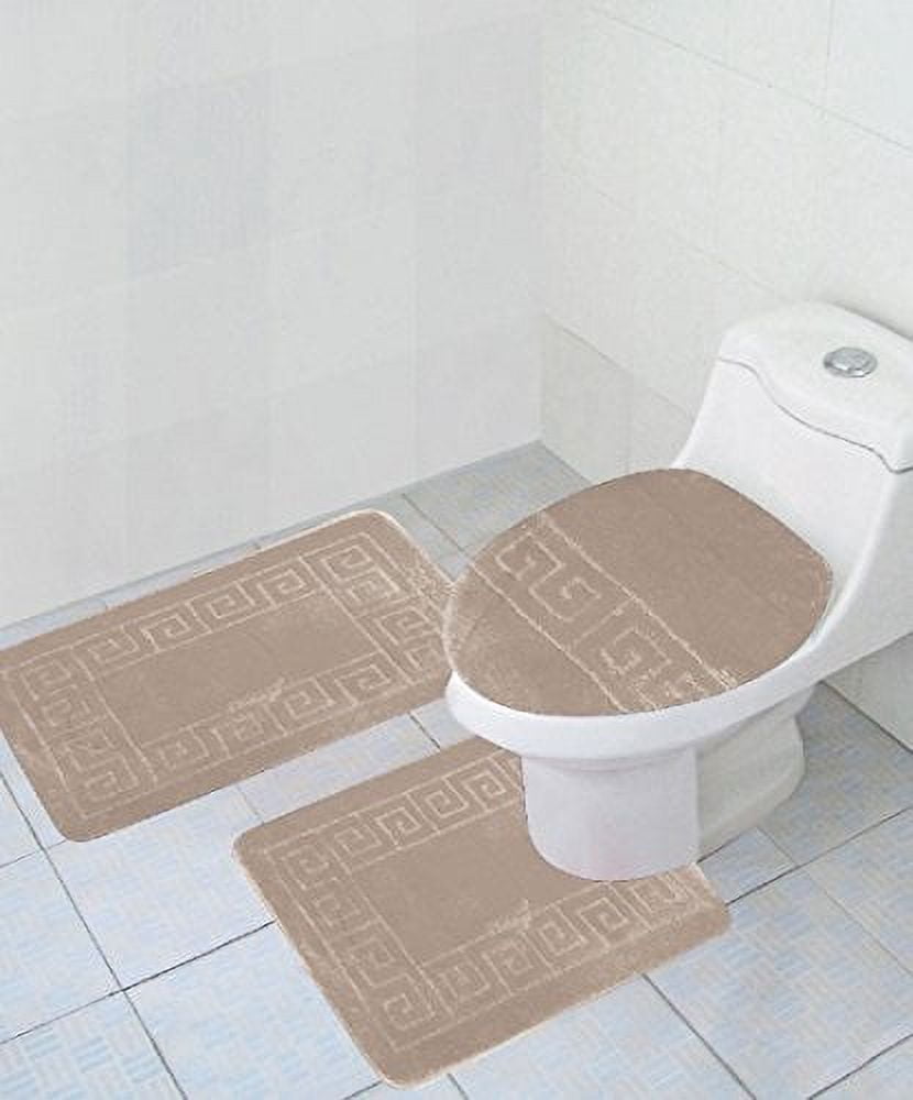 Walmart 3 Piece Beige Bath Rug Set with Patterned Bathroom Rug, Large ...