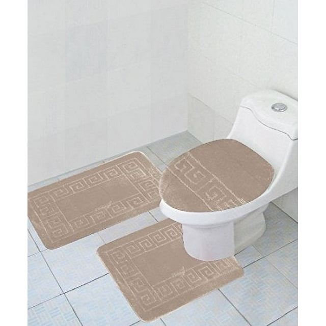 Walmart 3 Piece Beige Bath Rug Set with Patterned Bathroom Rug, Large ...