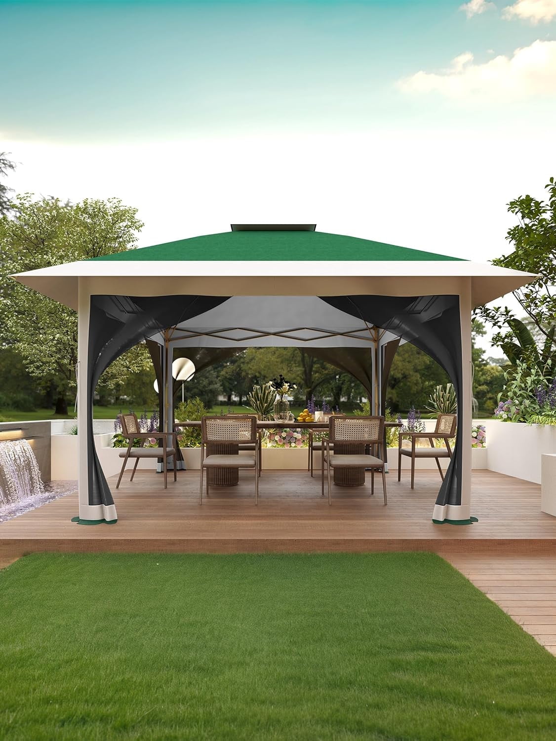 WPOND 13'x13' Pop-Up Patio Gazebo with Netting, Waterproof Canopy and ...