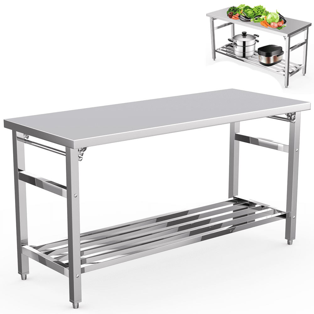 COZONY 24" X 60" Food Prep Worktable, NSF Stainless Steel Folding ...