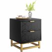 Behost Modern 2-Drawer Metal Nightstand, Black Bedside Table with ...
