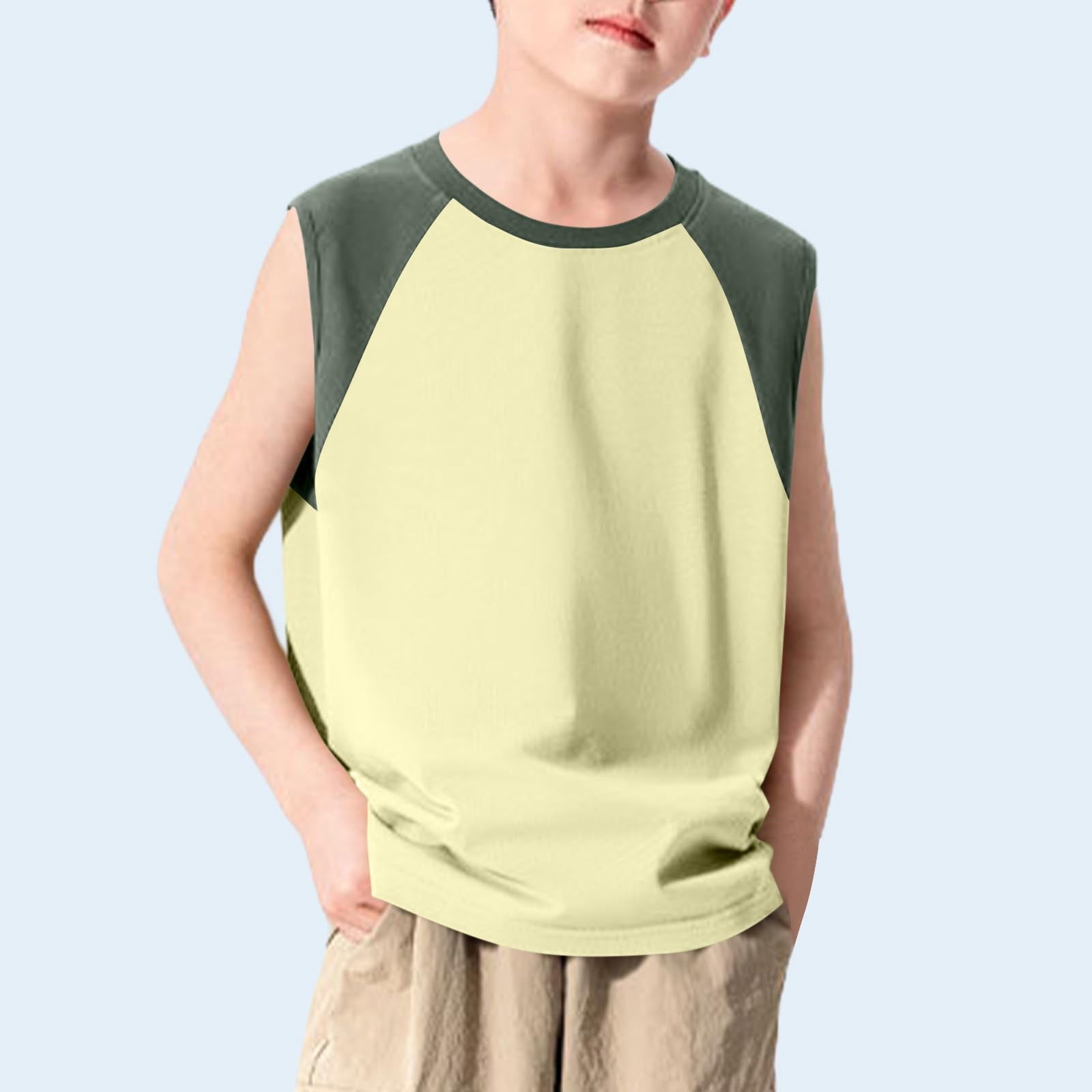 WPPGONE Toddler Teen Boys Sleeveless Tank Top Colorblock Raglan ...