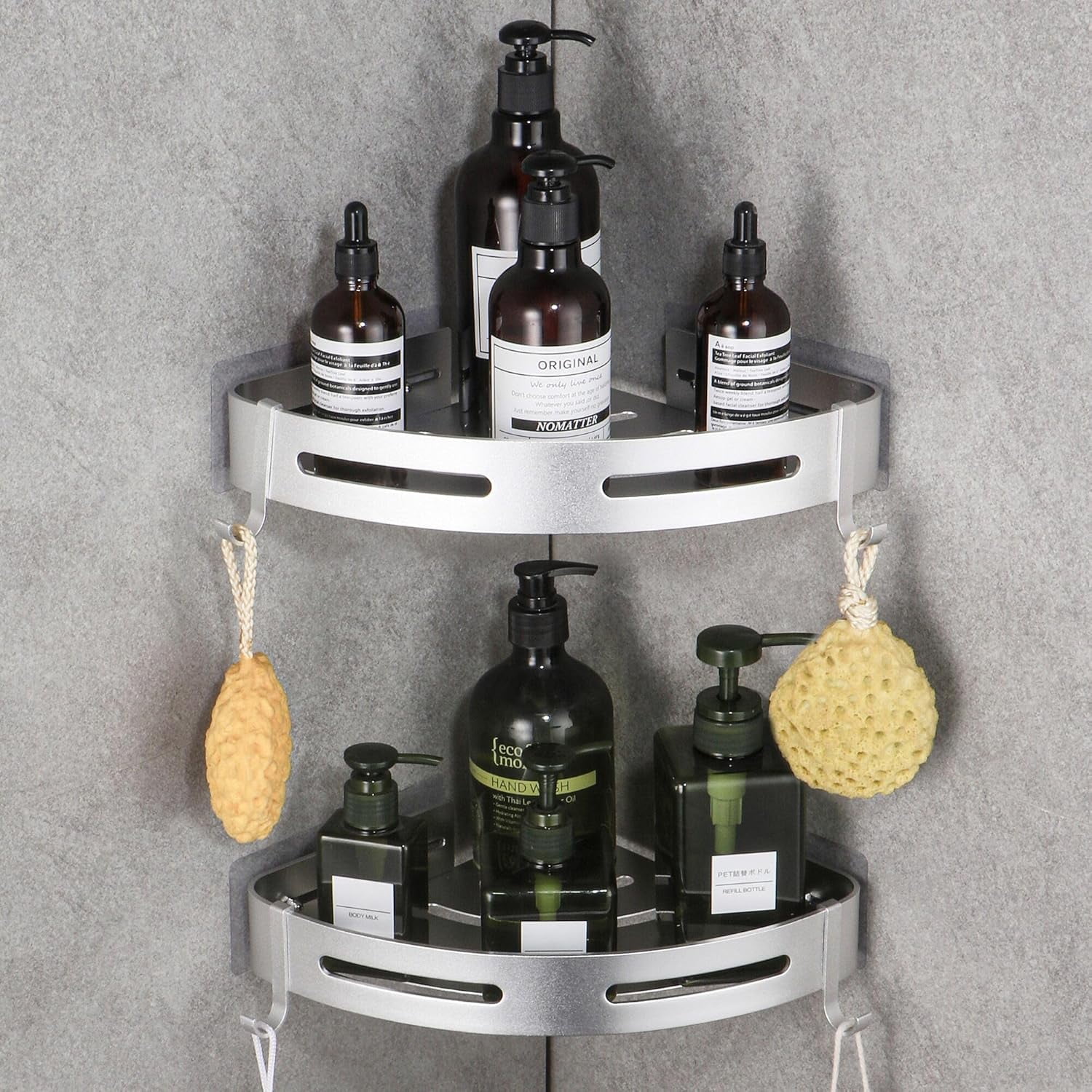 WPT Corner Shower Caddy, 2 Pack Adhesive Shower Corner Shelf, Shower ...