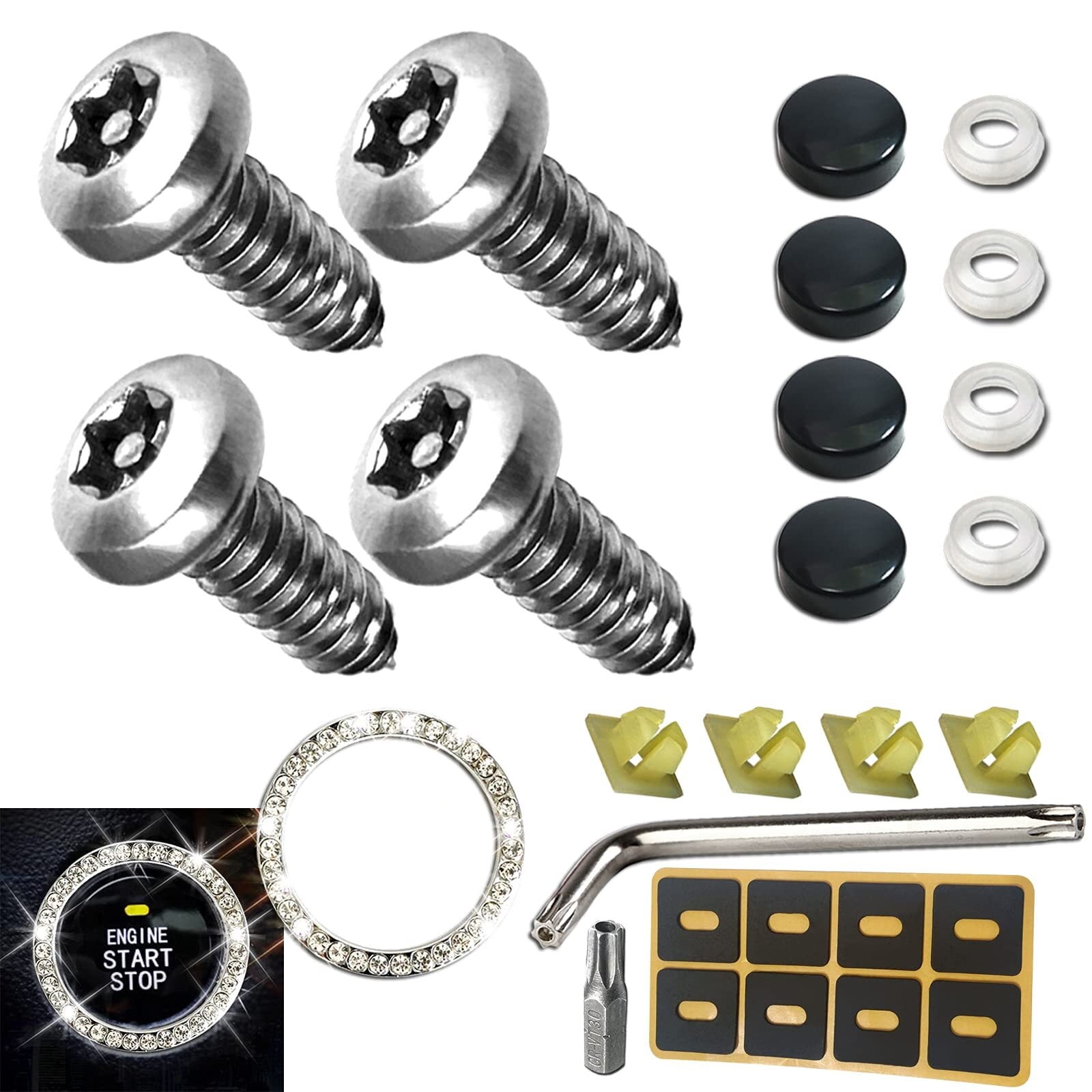 WQ Anti Theft License Plate Screws - 4 PC Button Head Torx M6 3/4 ...