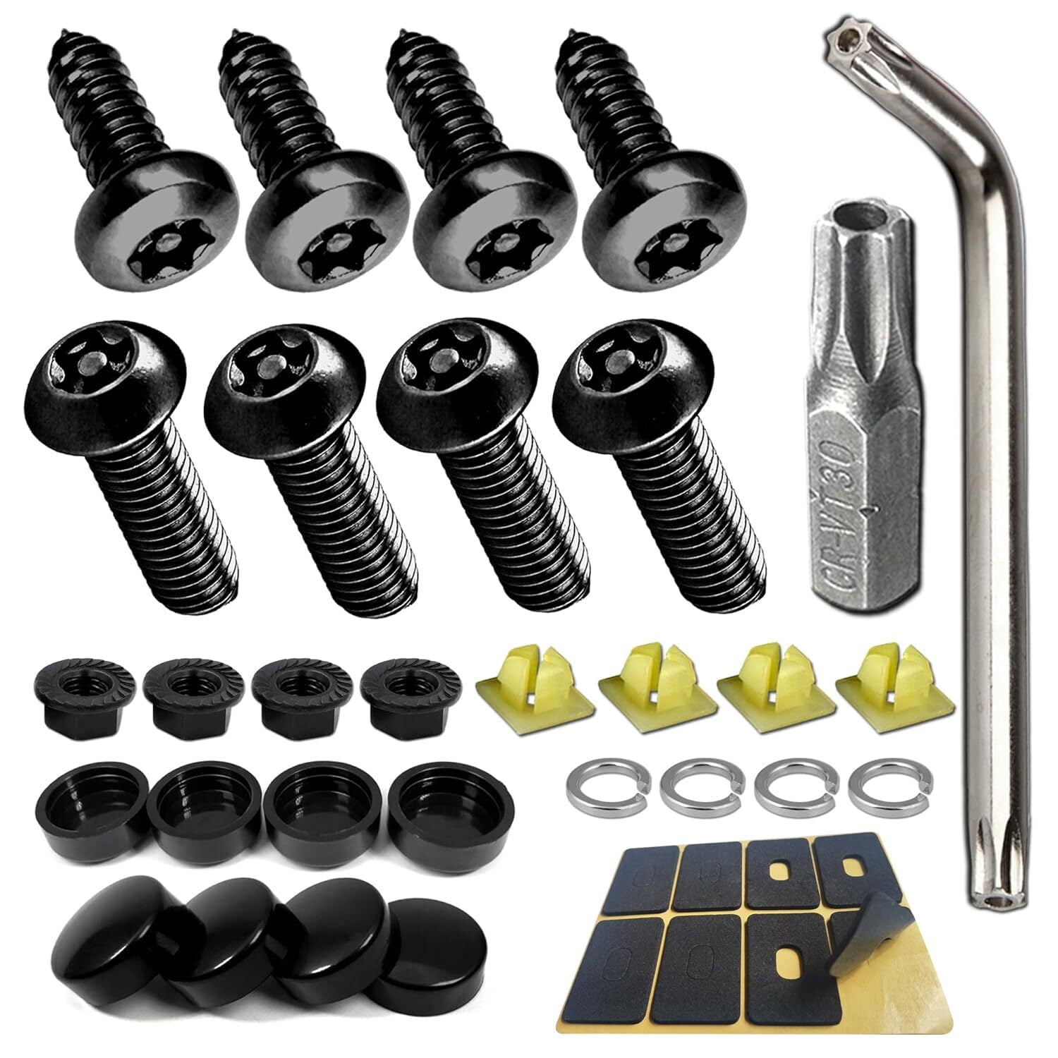 WQ Black License Plate Screws- Stainless Steel Plate Mounting Hardware ...