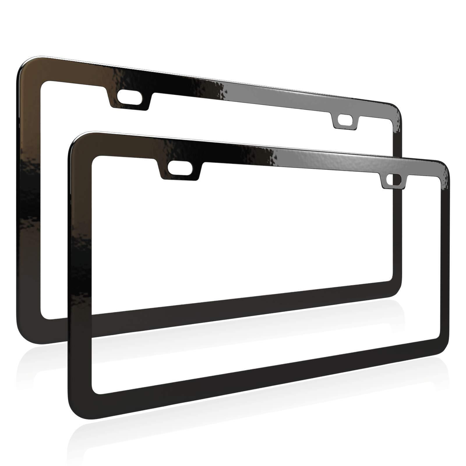 WQ Deselen Gloss Black License Plate Frame, Metal Thin Stainless Steel ...