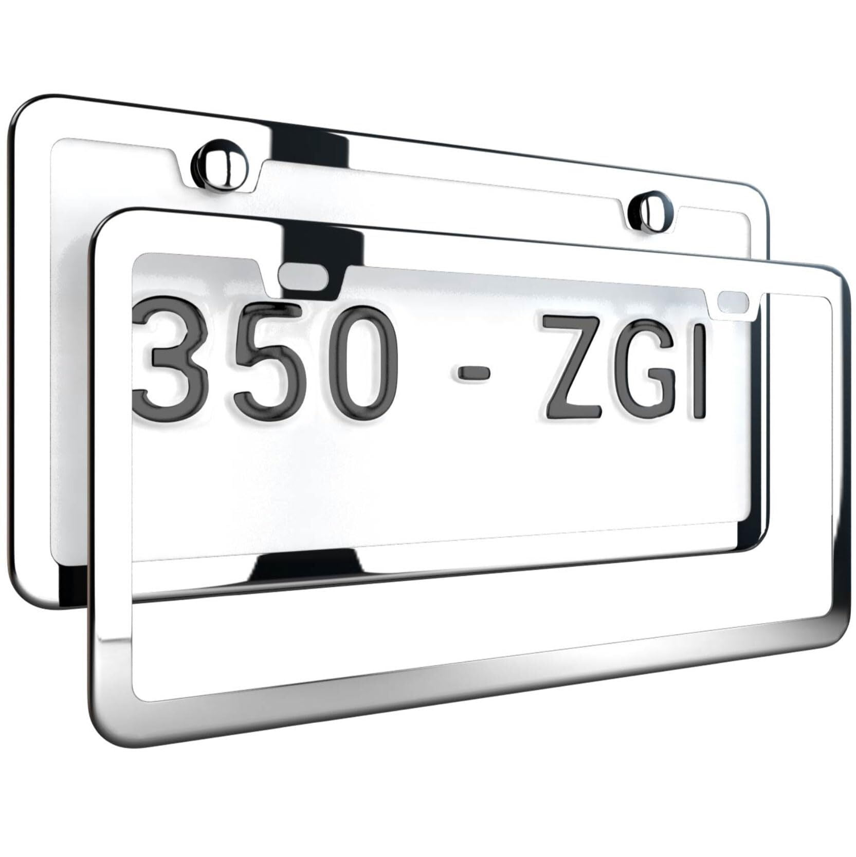 WQ Deselen Gloss Black License Plate Frame, Metal Thin Stainless Steel ...